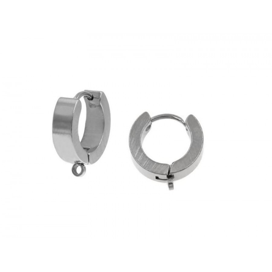 Σκουλαρίκια κρίκος με κρικάκι 13x4mm από ατσάλι σε ασημί χρώμα ...