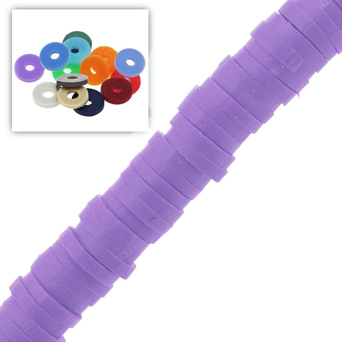 Χάντρες ροδέλες καουτσούκ 4mm σε Λιλά - τιμή ανά σειρά (40 cm)